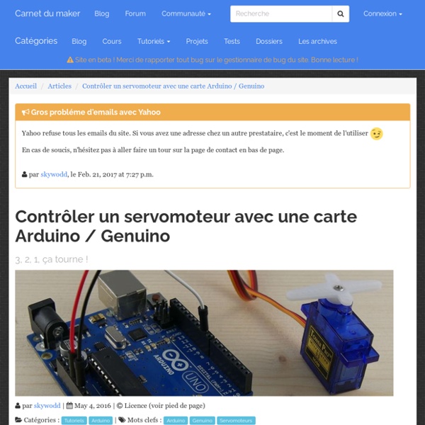 Contrôler un servomoteur avec une carte Arduino / Genuino | Pearltrees
