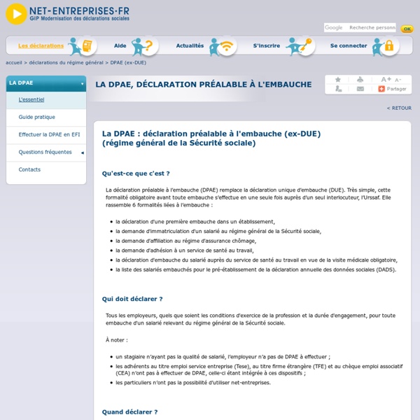 La déclaration préalable à l'embauche (DPAE) | Pearltrees La déclaration préalable à l'embauche (DPAE) | Pearltrees