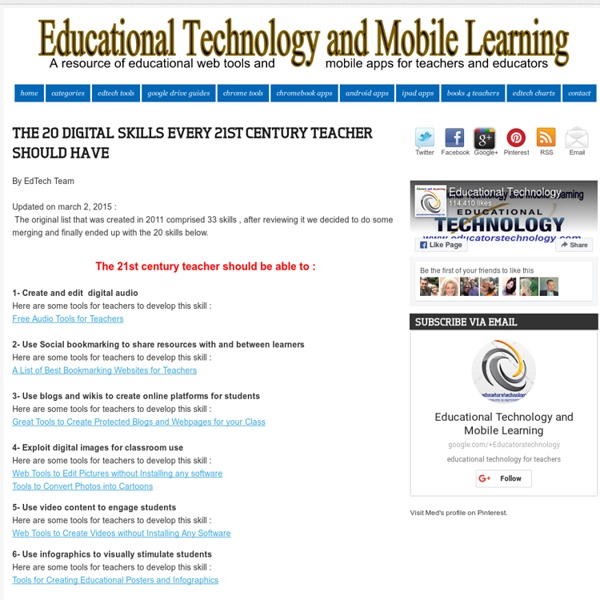 The 33 Digital Skills Every 21st Century Teacher should Have | Pearltrees The 33 Digital Skills Every 21st Century Teacher should Have | Pearltrees