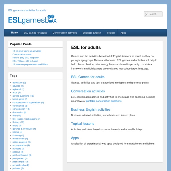 ESL Games For Adults Pearltrees