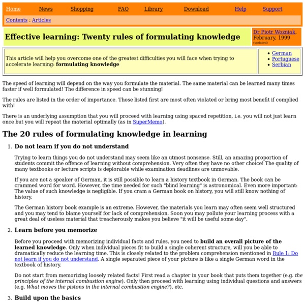 20 Rules Of Formulating Knowledge In Learning Pearltrees
