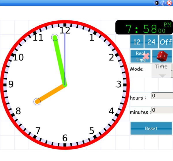 Interactive Teaching Clock Digital analogue telling Time Angles 