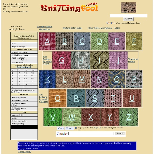Knitting Stitch Patterns - Sweater Pattern Generators | Pearltrees