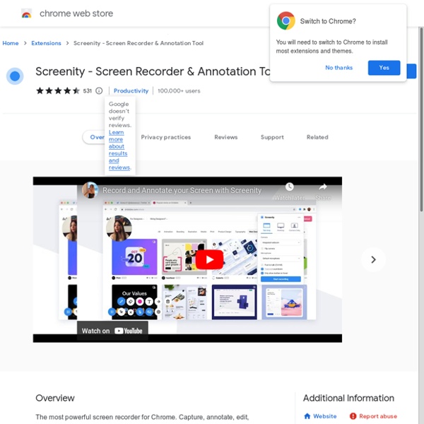 Screenity - Enregistreur d'écran et outil d'annotation - Chrome Web Store | Pearltrees
