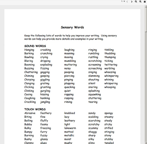 Imagery Or Sensory Words Pearltrees