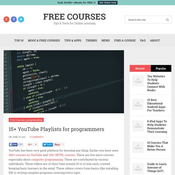 YouTube Playlists for Learning Programming | Pearltrees